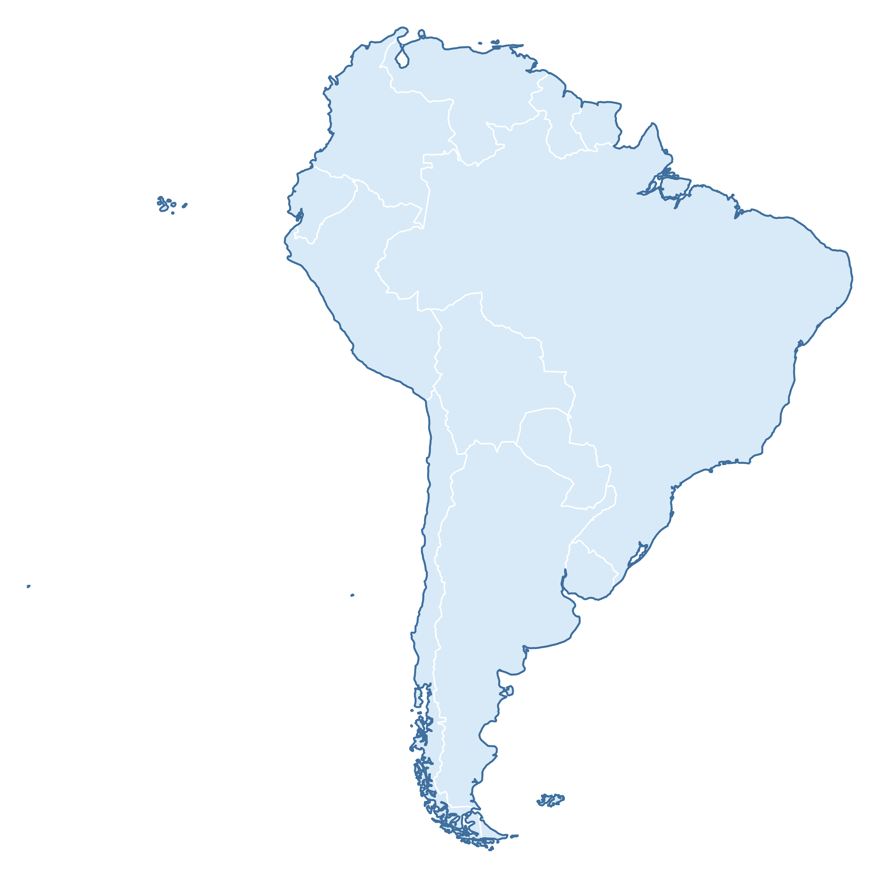 South America Blank Maps | Mappr
