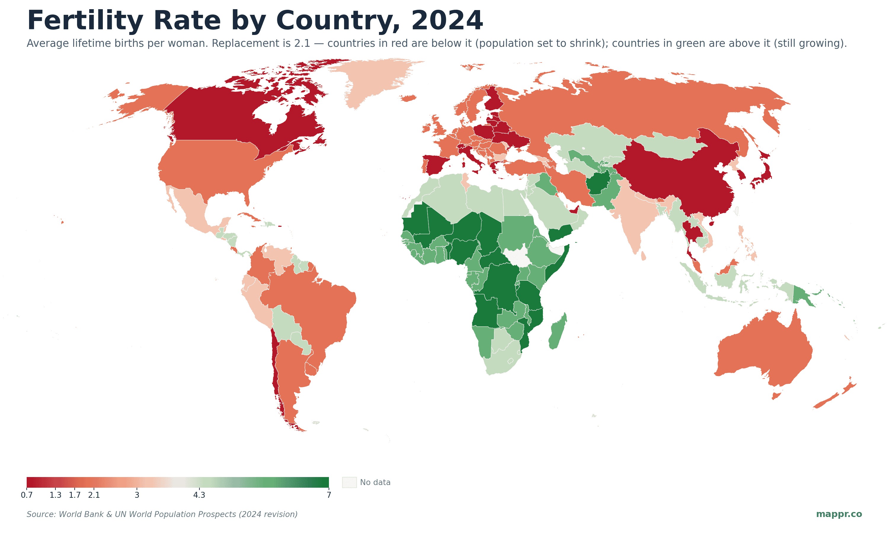 Mapped: Every Country's Fertility Rate in 2024 — Why the Population ...
