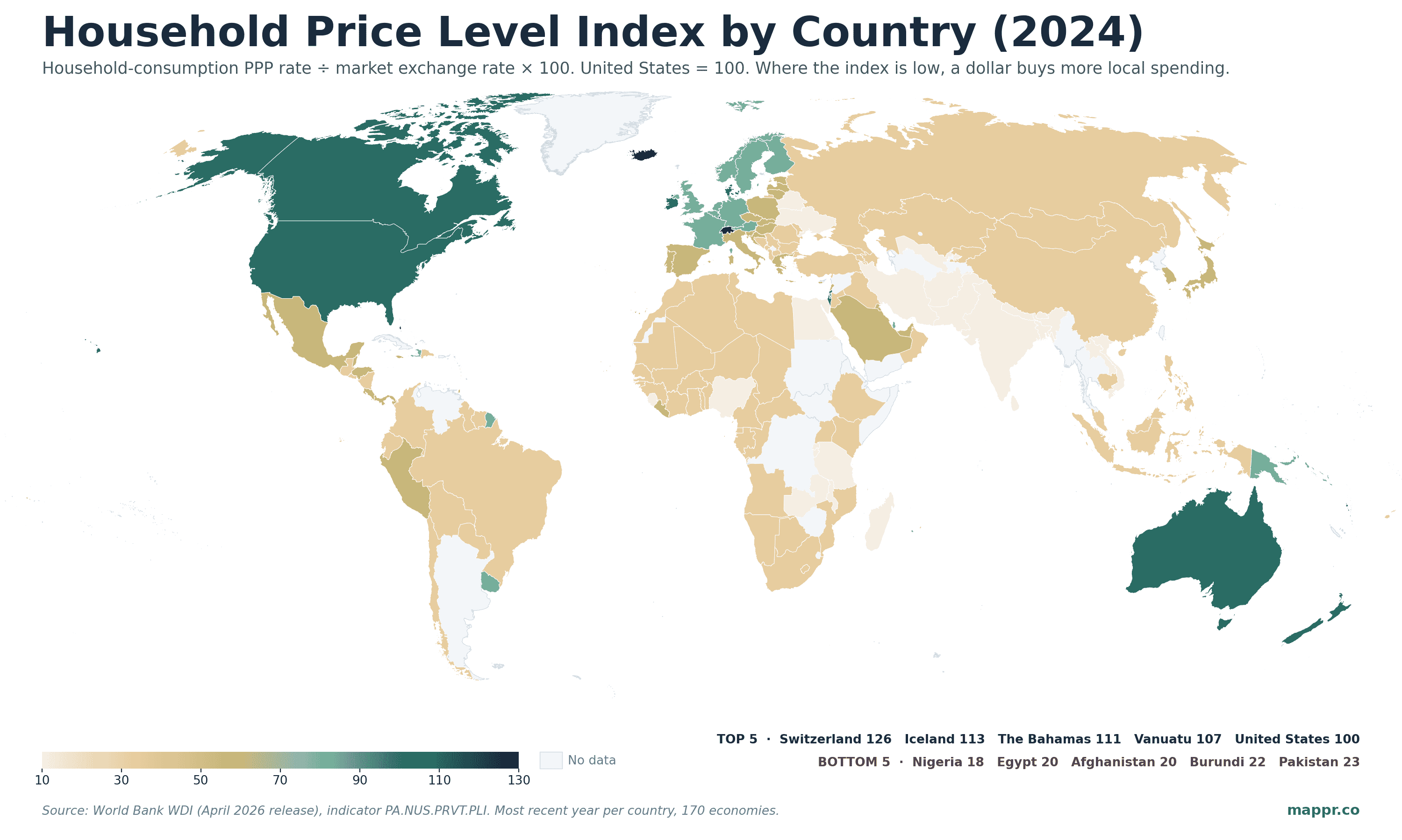 Mapped: Household Price Level Index by Country (2024) — Switzerland ...
