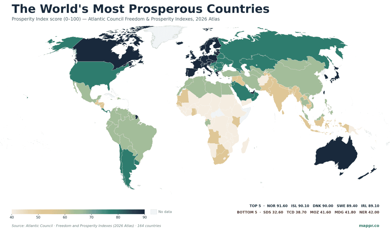 Mapped: The World's Most Prosperous Countries in 2026 — and Where ...