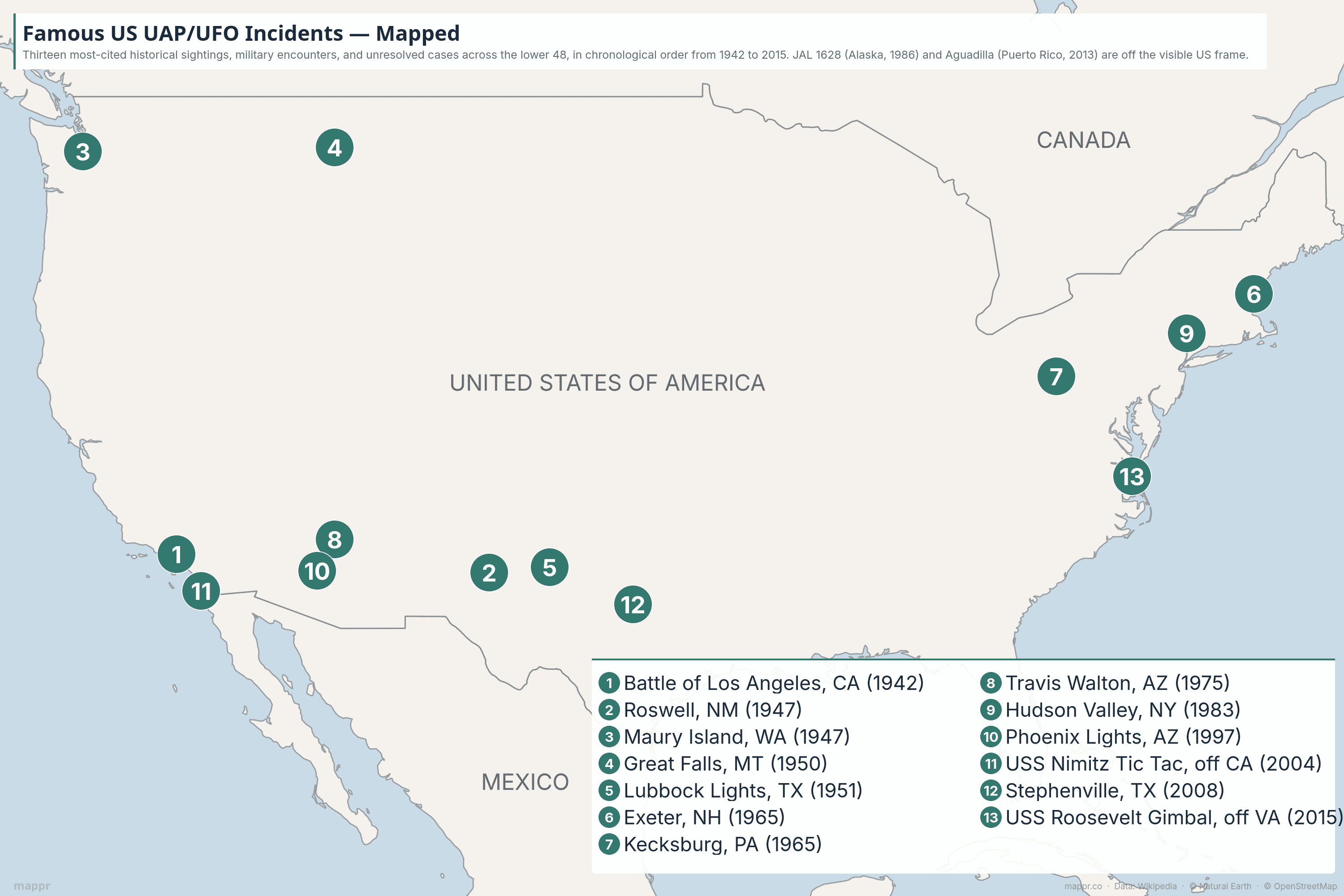 Mapped: US UFO Sightings by State and the 15 Most Famous UAP Cases ...