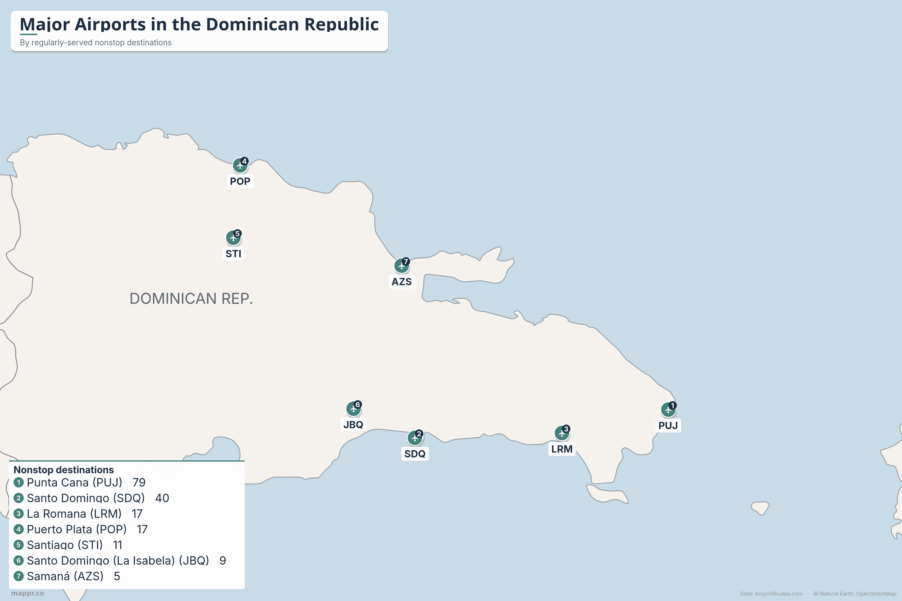 Major Airports in the Dominican Republic | Mappr