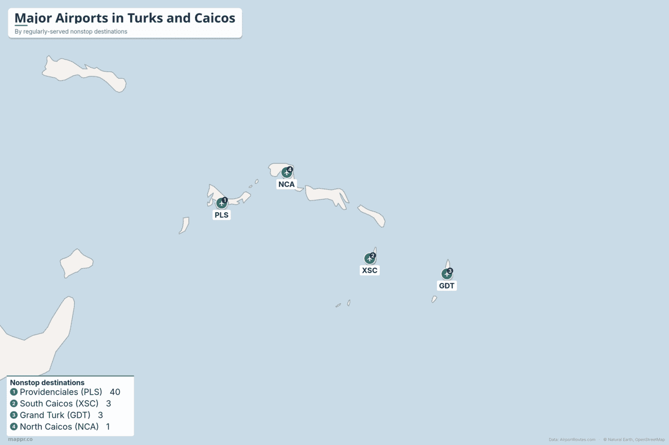 Major Airports in Turks and Caicos | Mappr