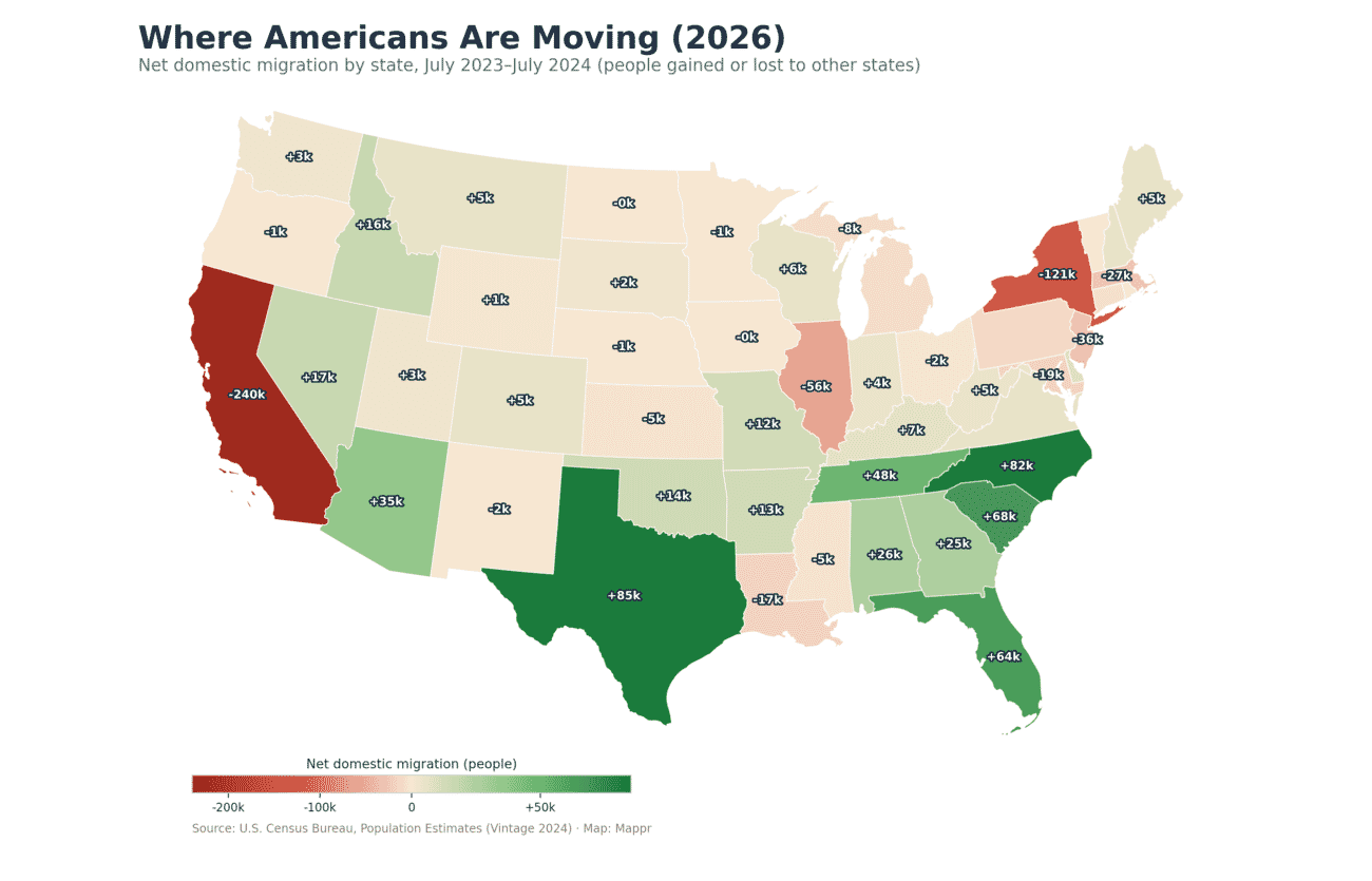 Where Are Americans Moving in 2026? Mapping the Migration | Mappr