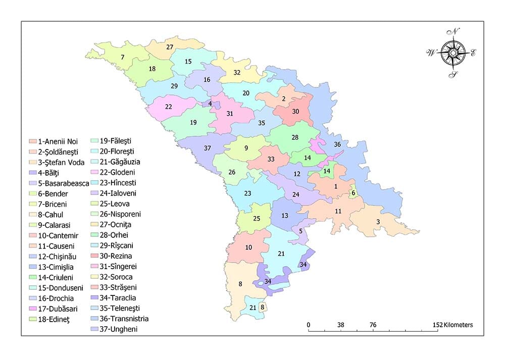 Administrative Divisions of Moldova | Mappr