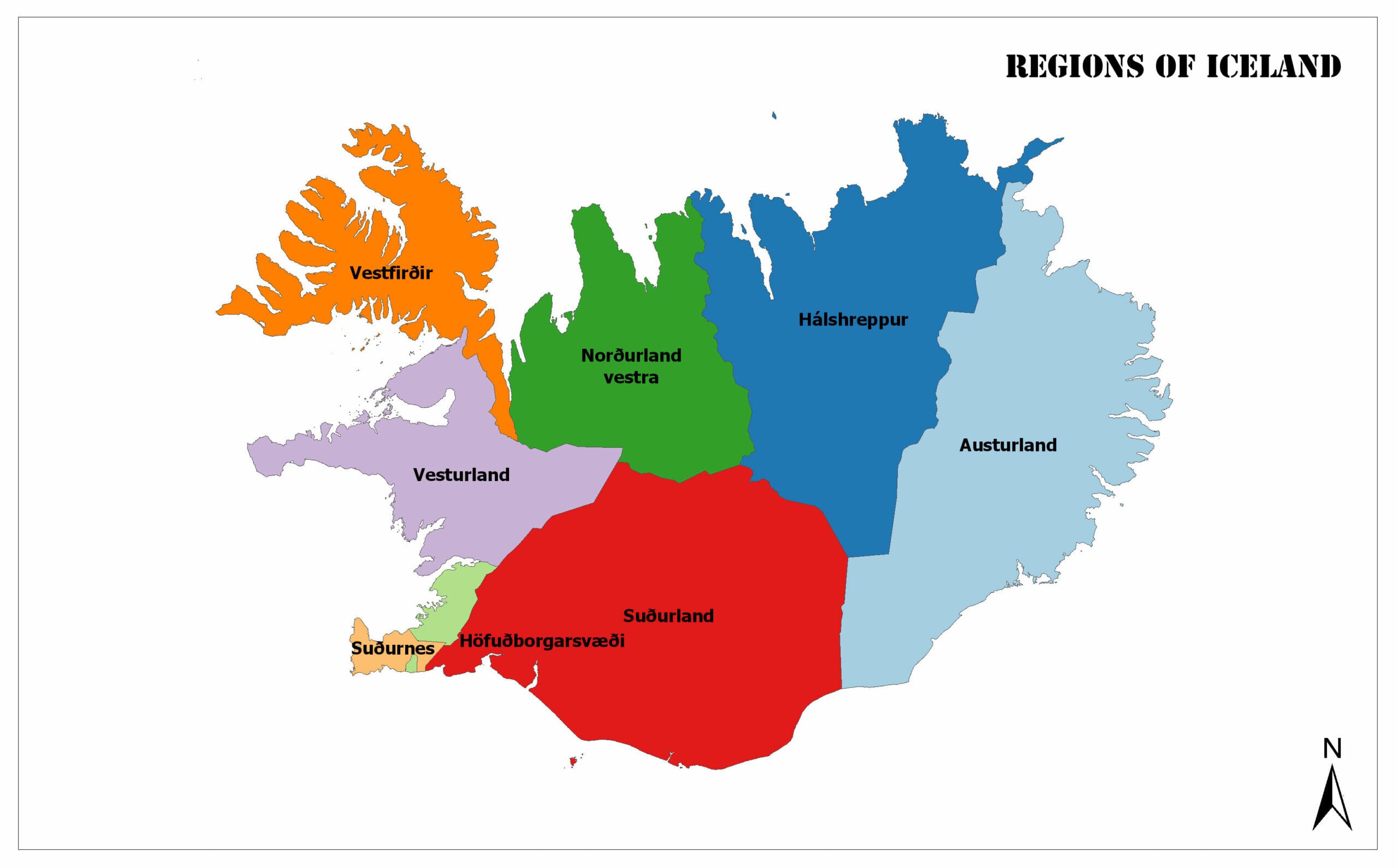 Regions of Iceland | Mappr