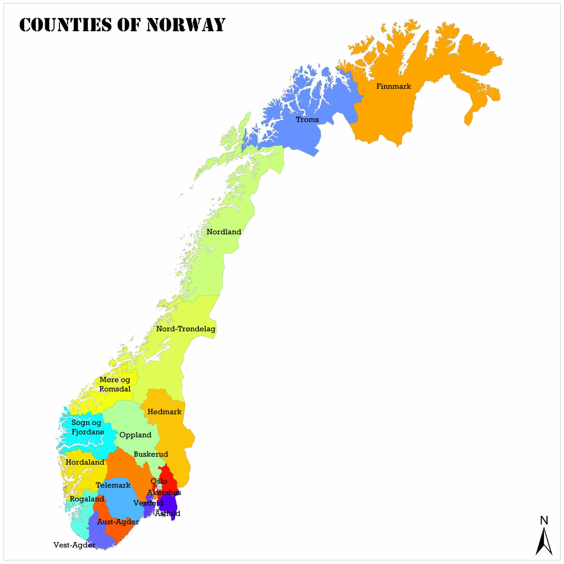 Counties of Norway | Mappr