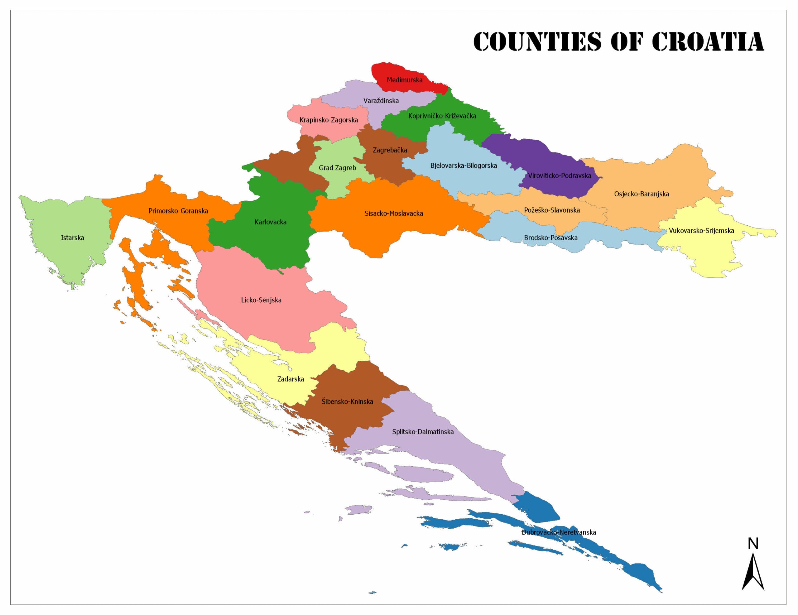 Counties of Croatia | Mappr