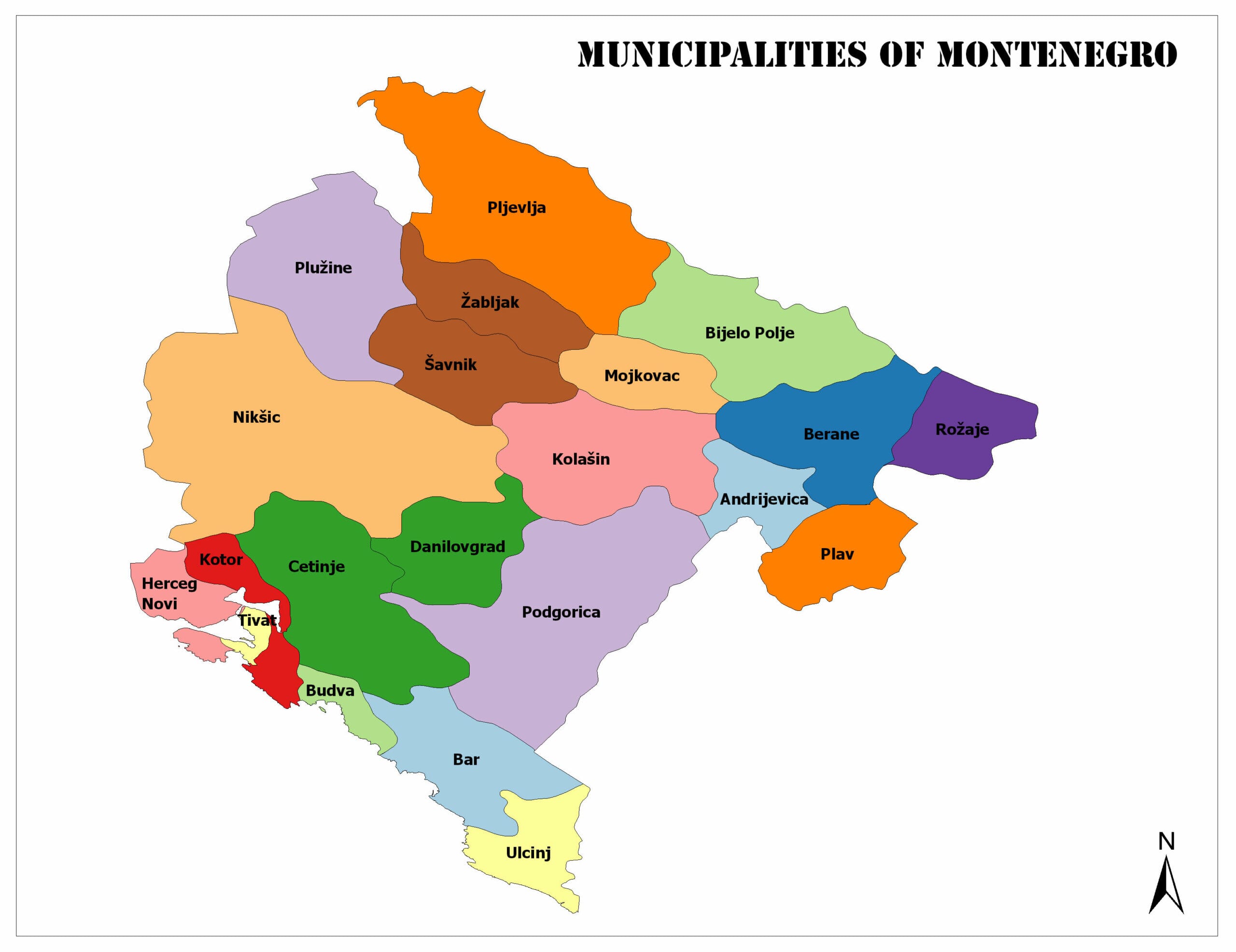 Municipalities of Montenegro | Mappr