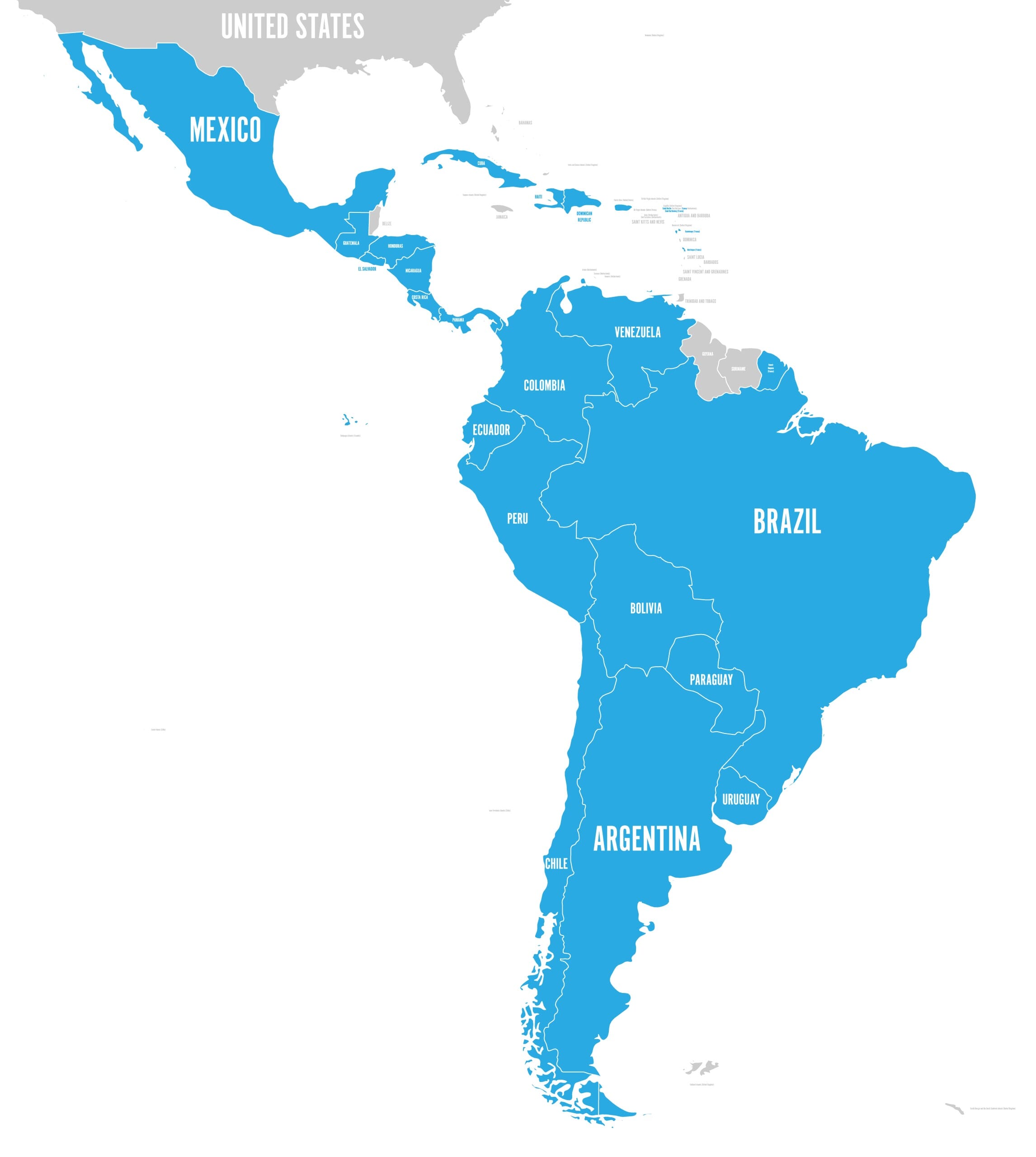 Latin America (LATAM) Political Map | Mappr