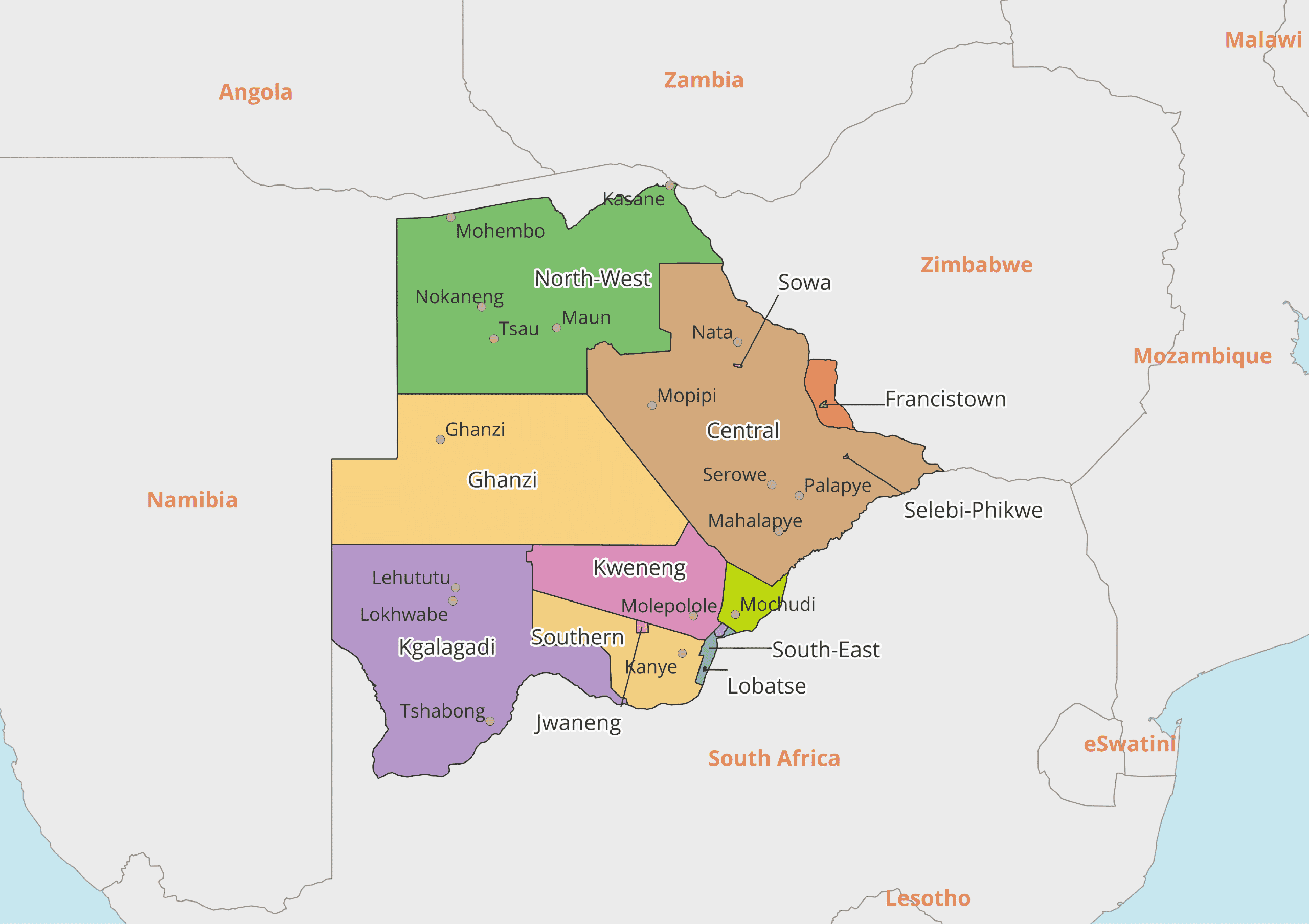 Districts of Botswana | Mappr