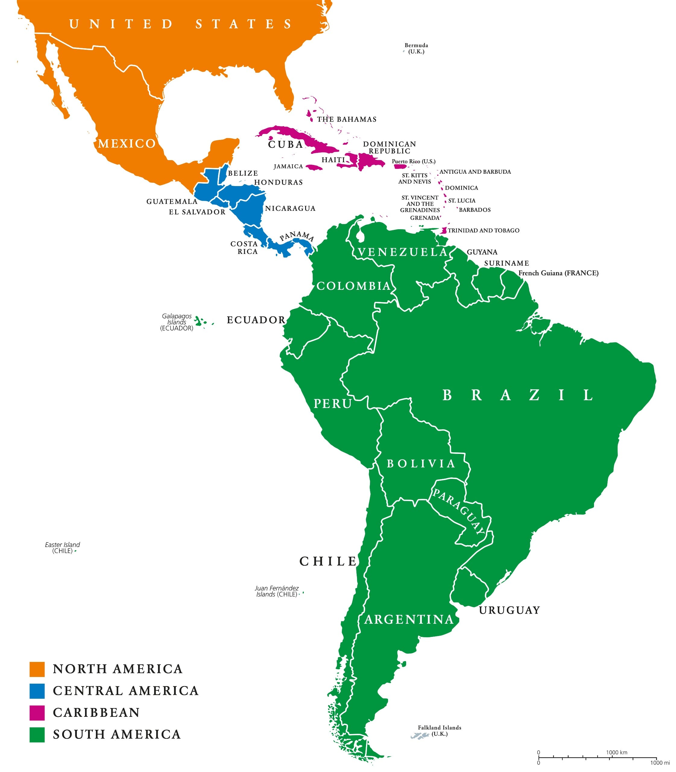 Latin America (LATAM) Political Map | Mappr