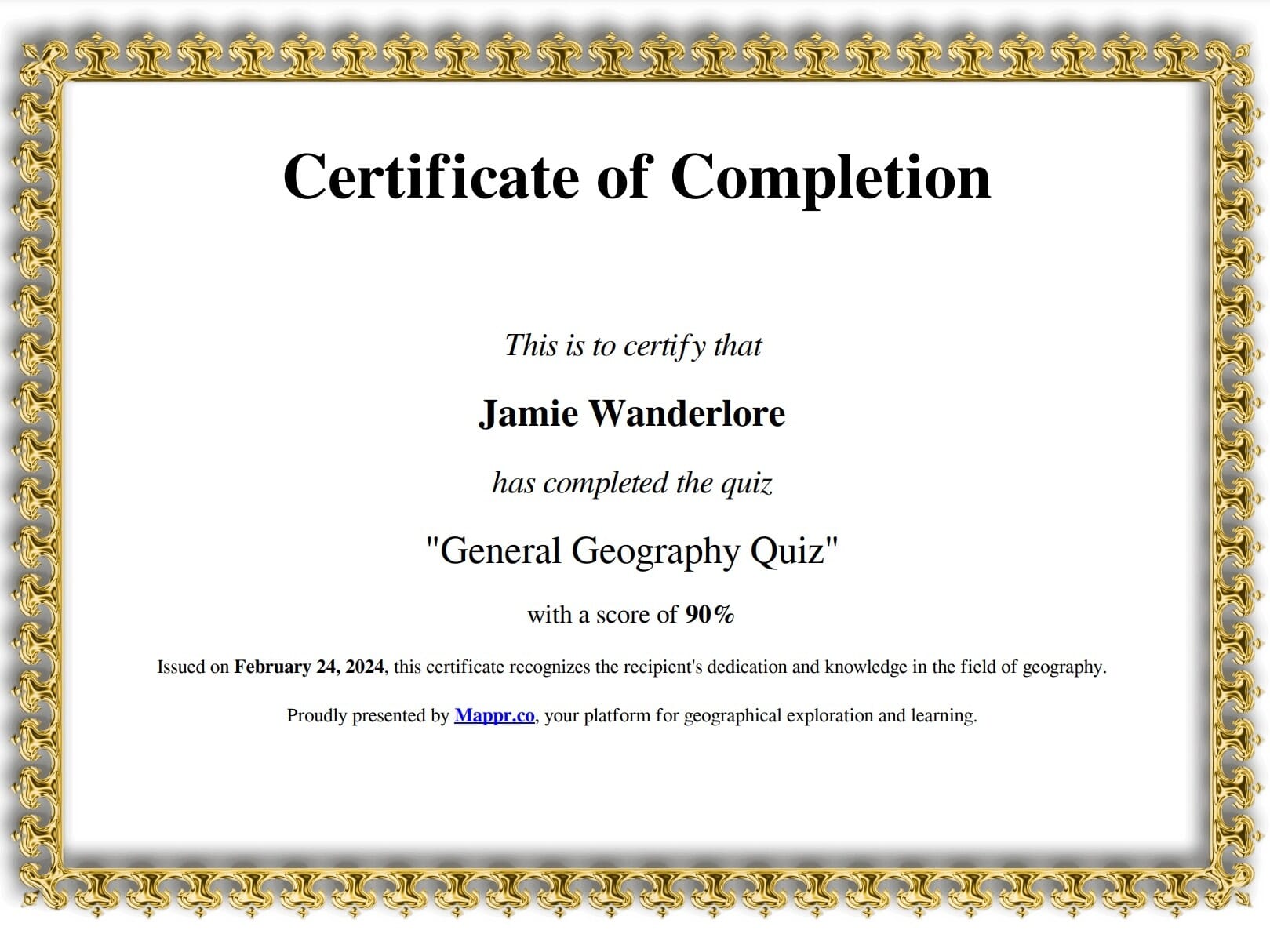 Geography General Knowledge Quiz - Free with Certificate