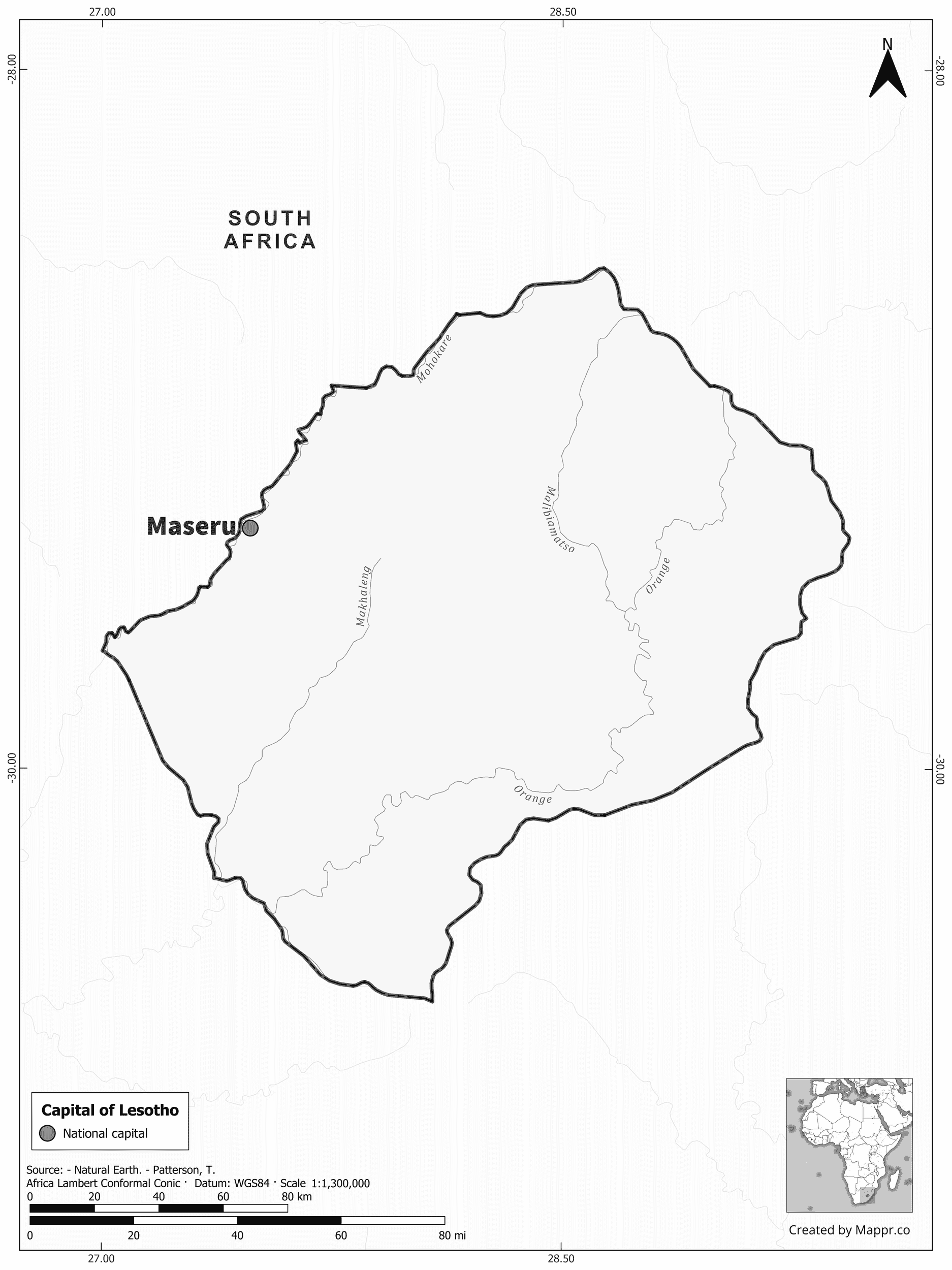 Lesotho Maps | Mappr