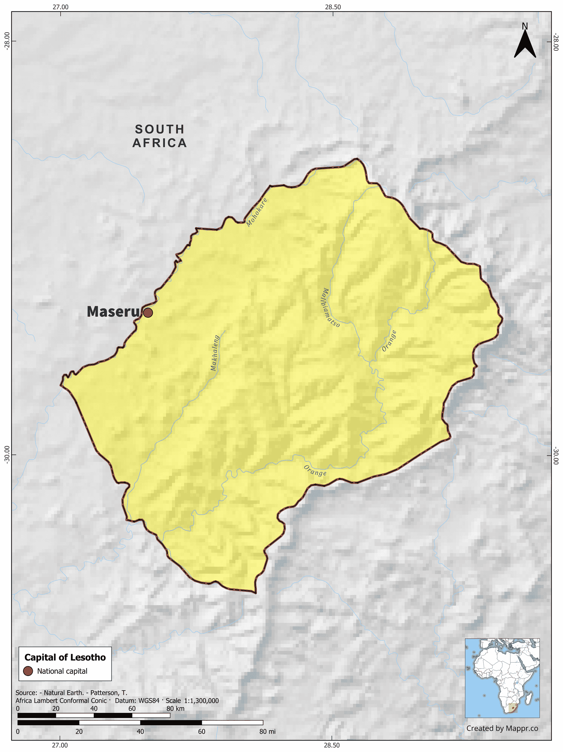 Lesotho Maps | Mappr