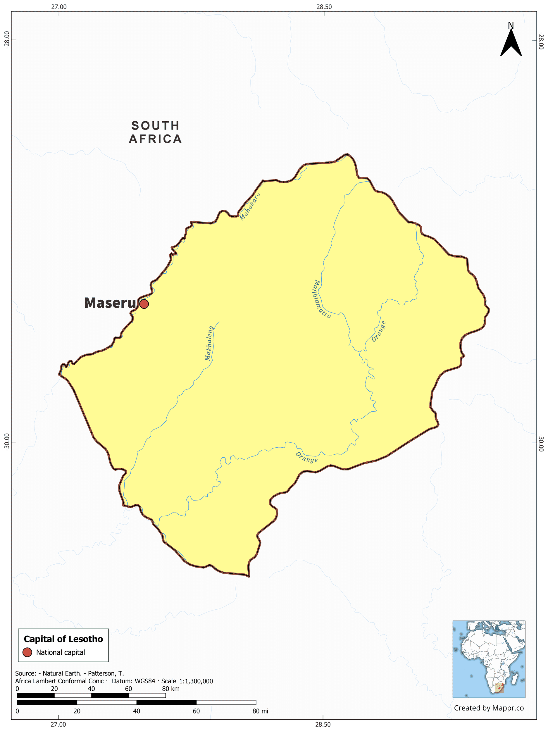 Lesotho Maps | Mappr