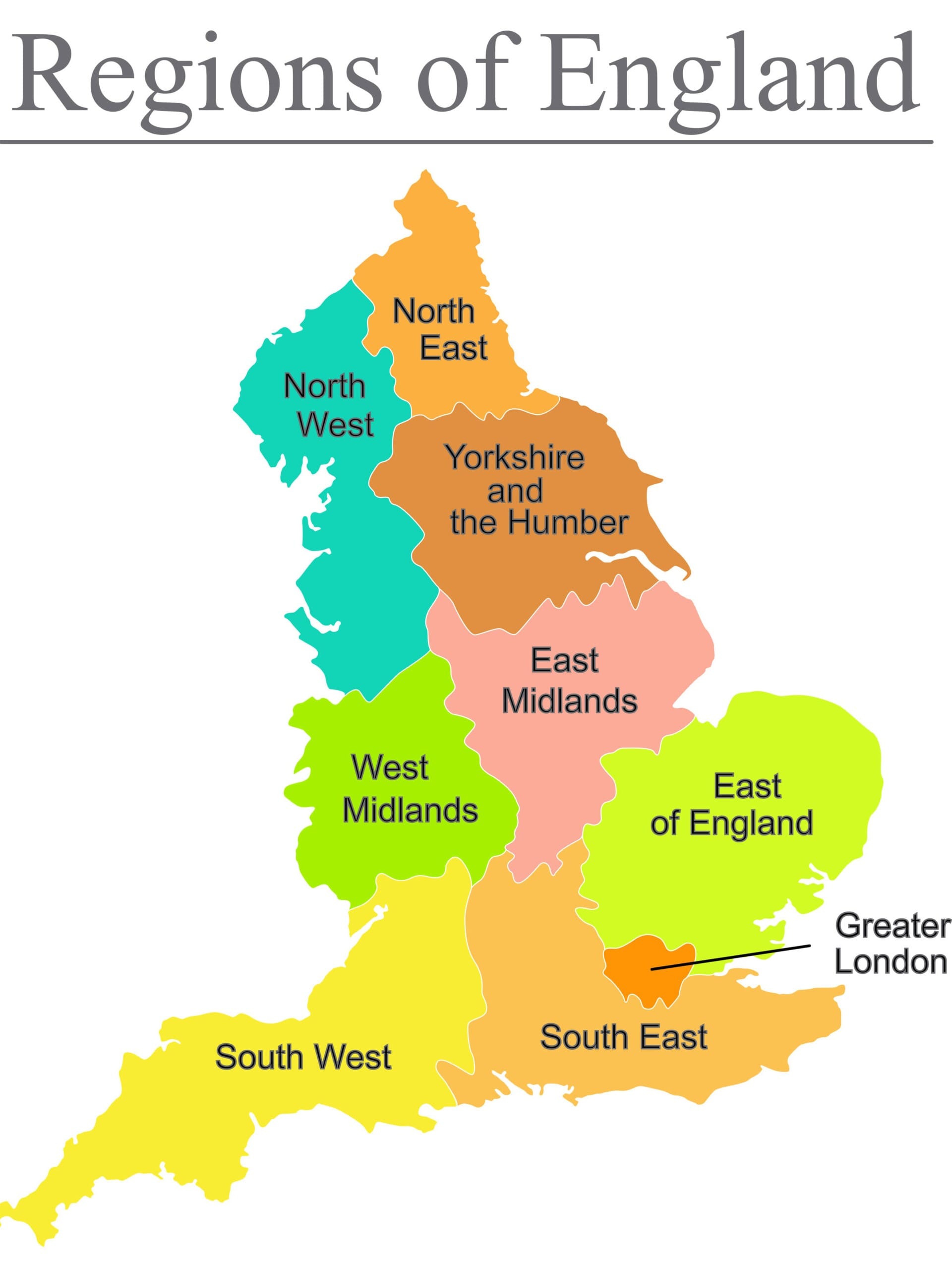 Regions of England Map and Tourist Attractions | Mappr