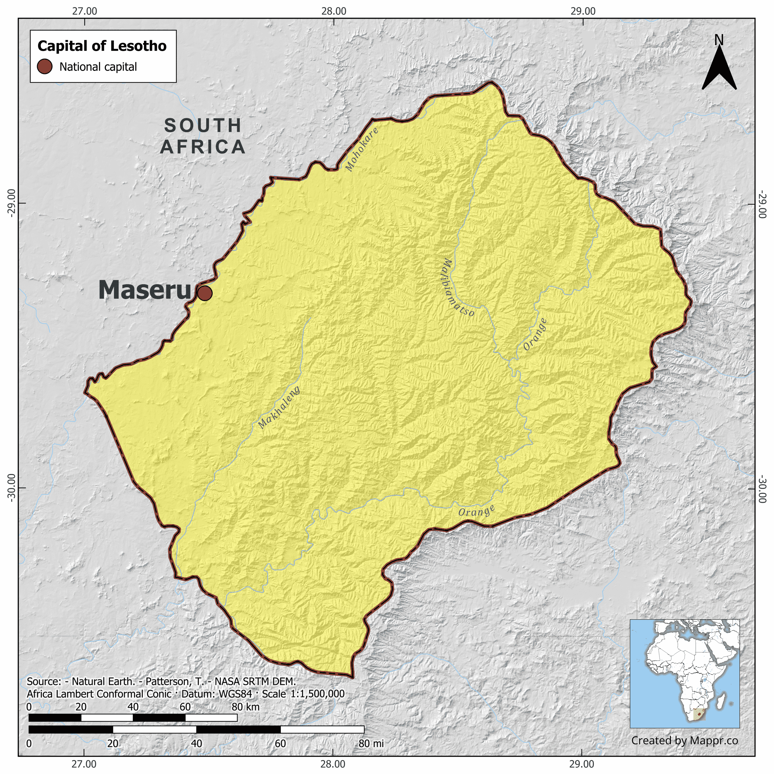 Lesotho Maps | Mappr