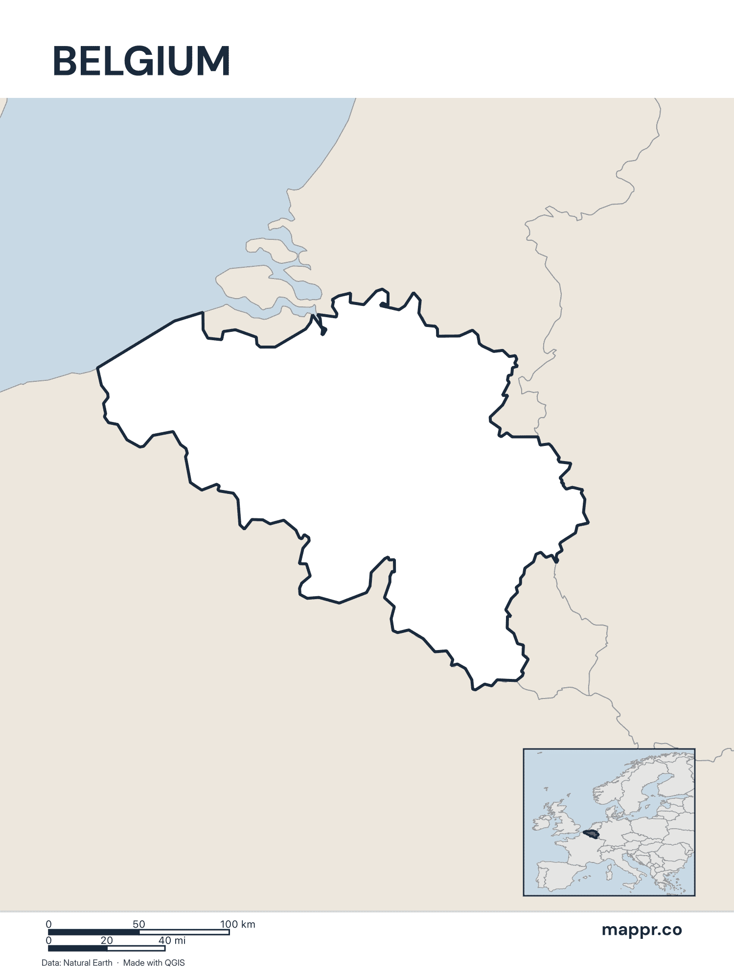Belgium Maps — Free Printable Maps of Belgium | Mappr