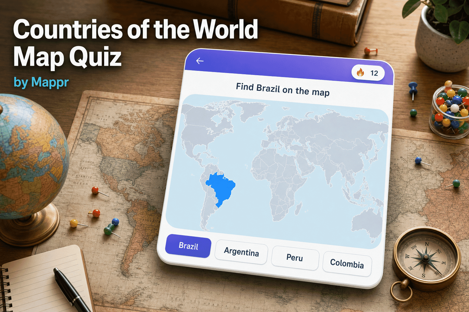 Countries of the World Map Quiz — Click the Map | Mappr