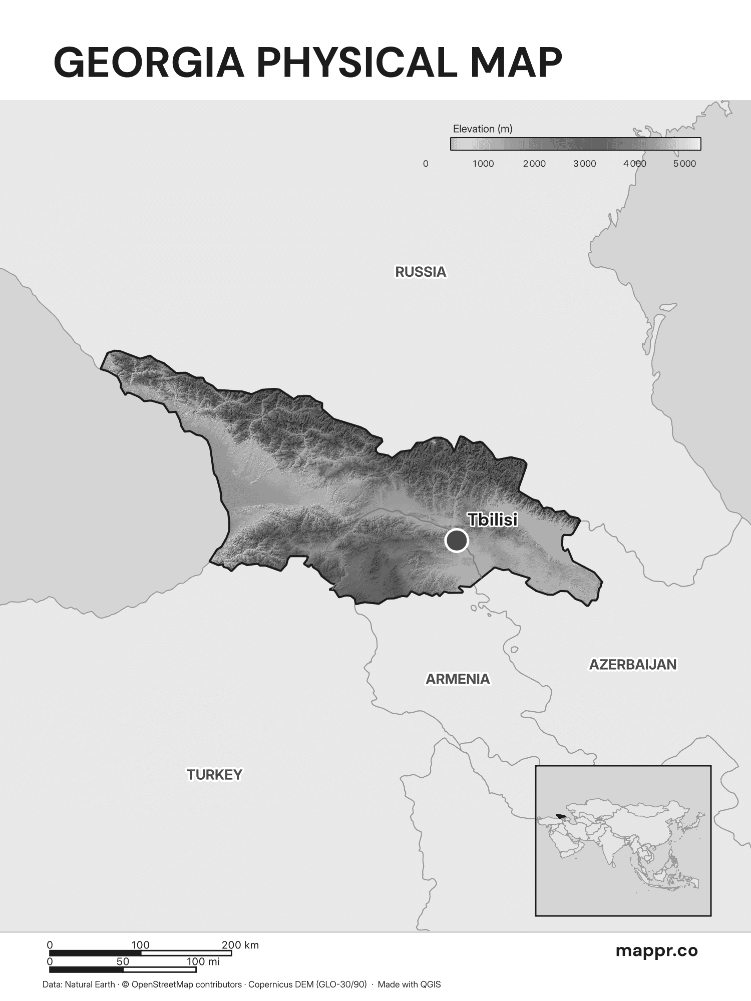 Georgia Maps — Free Printable Maps of Georgia (Country) | Mappr