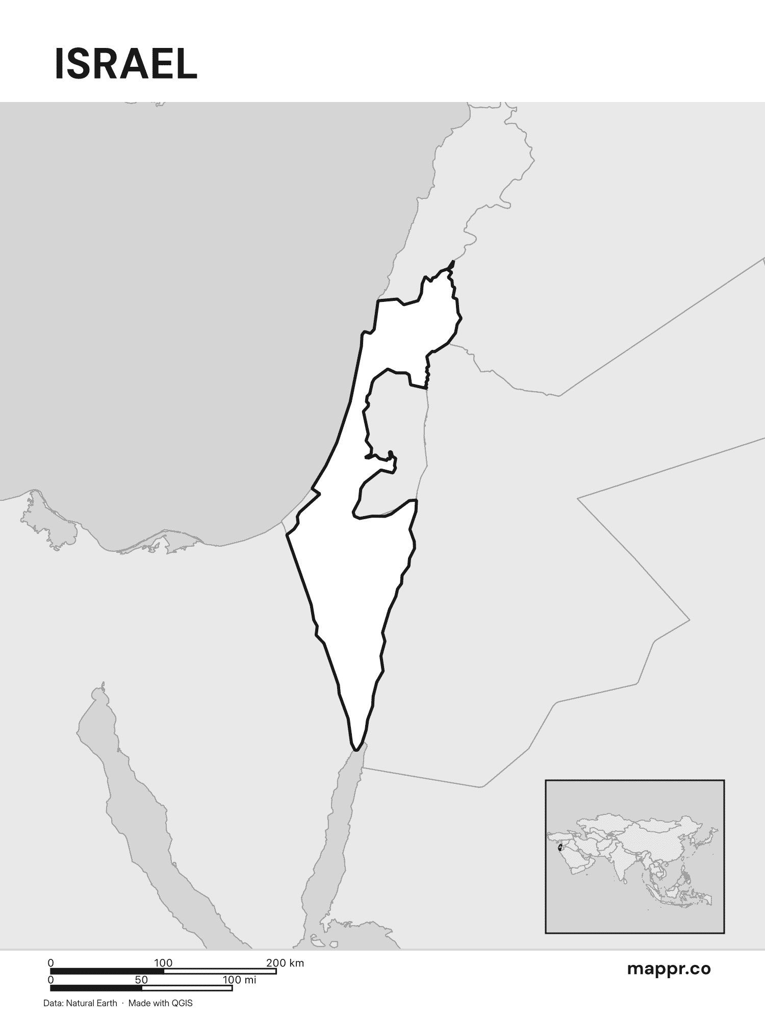 Israel Maps — Free Printable Maps of Israel | Mappr
