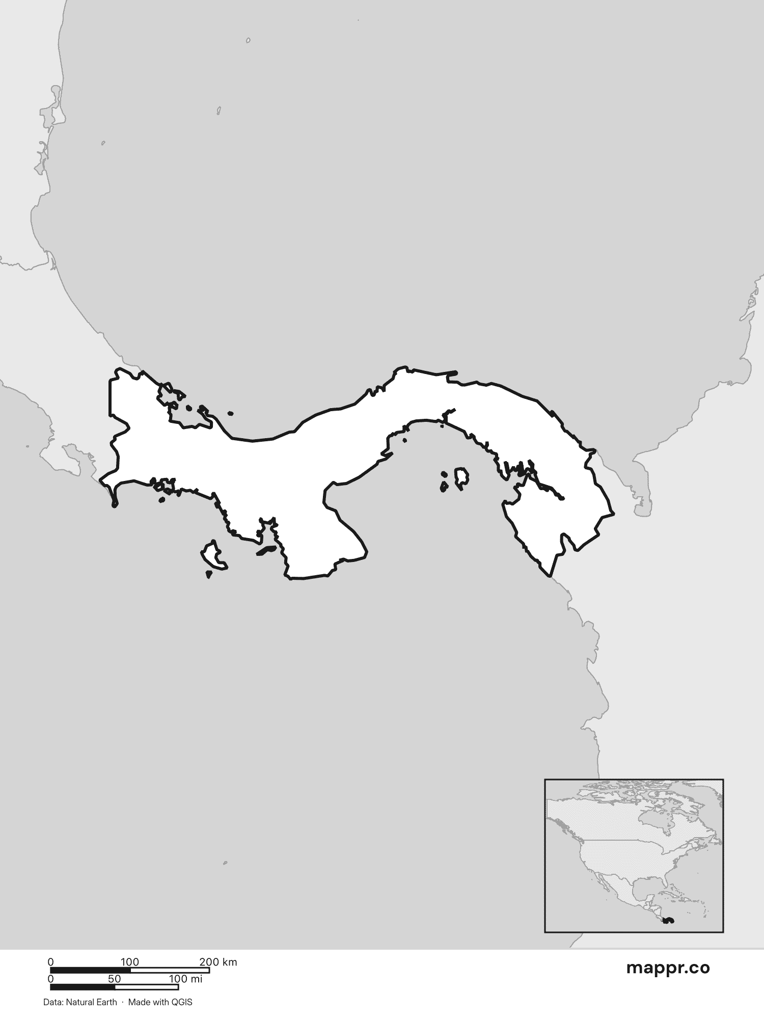 Panama Maps — Free Printable Maps of Panama | Mappr