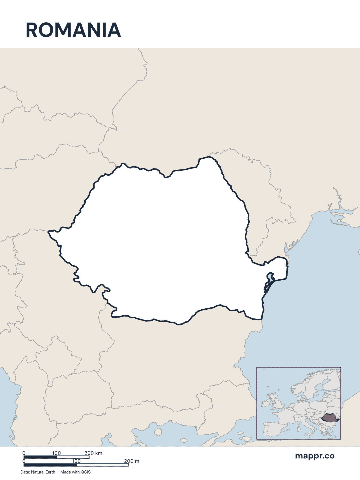 Romania Maps — Free Printable Maps of Romania | Mappr