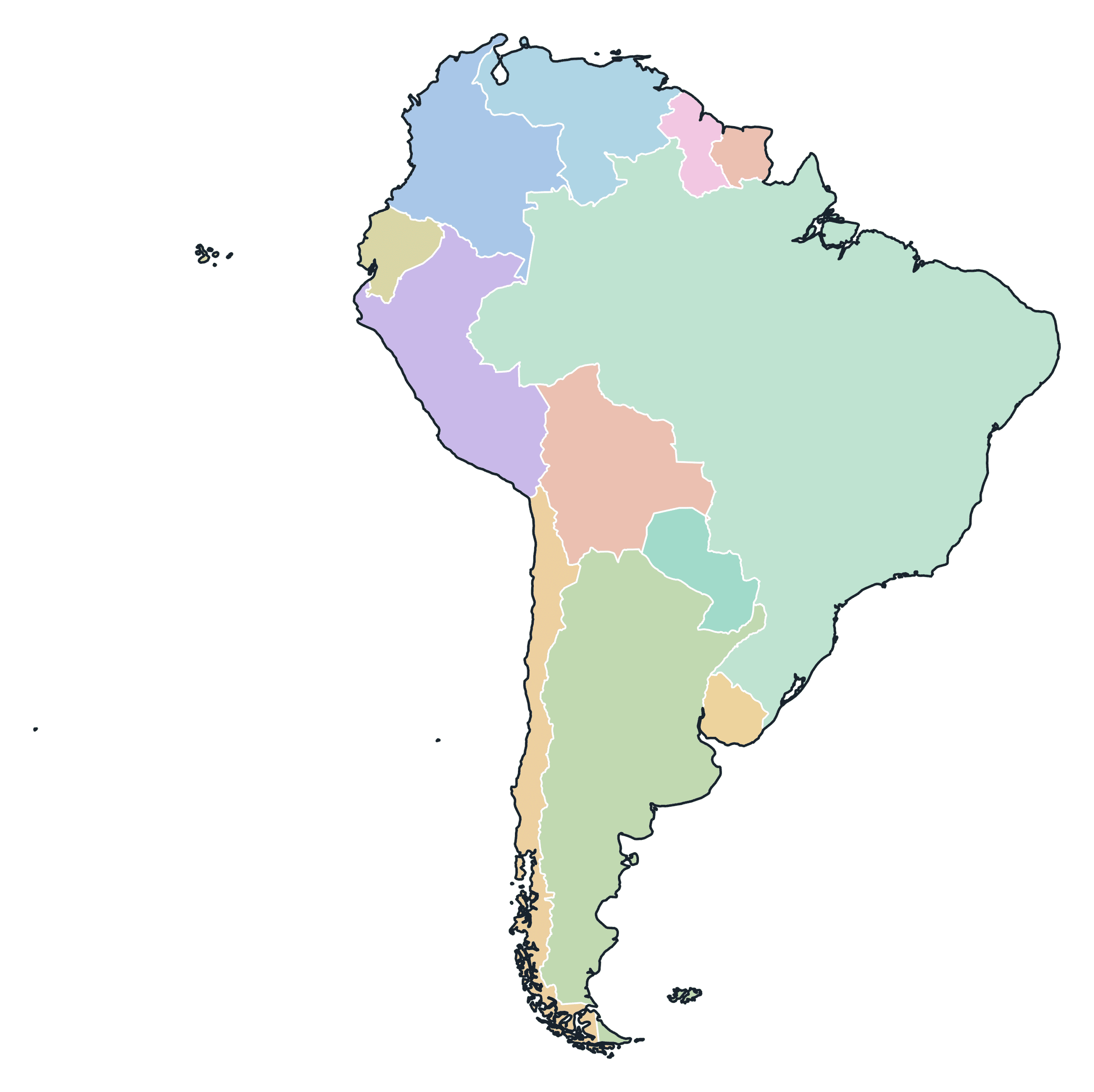 South America Blank Maps | Mappr